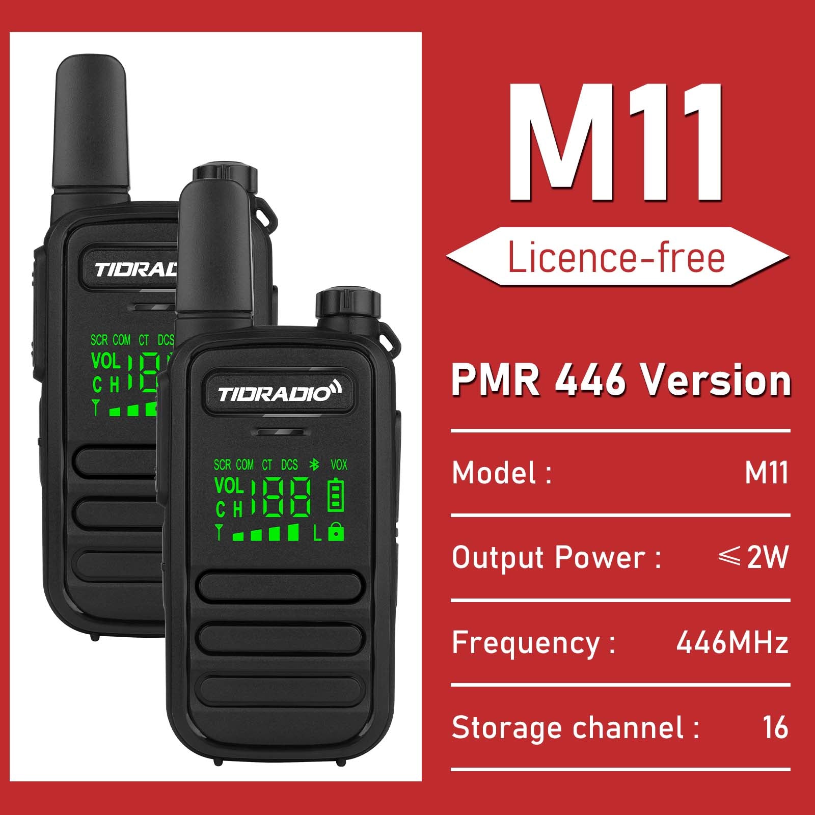 M11 Waterproof FRS / PMR Radio 2 Packs – Tidradio