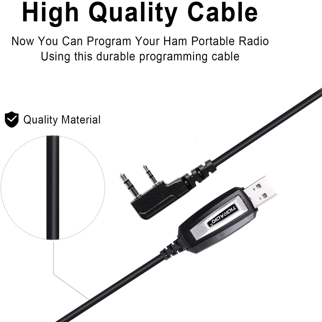 TIDRADIO TD-CH340 Walkie-Talkie Driver Kendwood 2pin Programming Cable ...